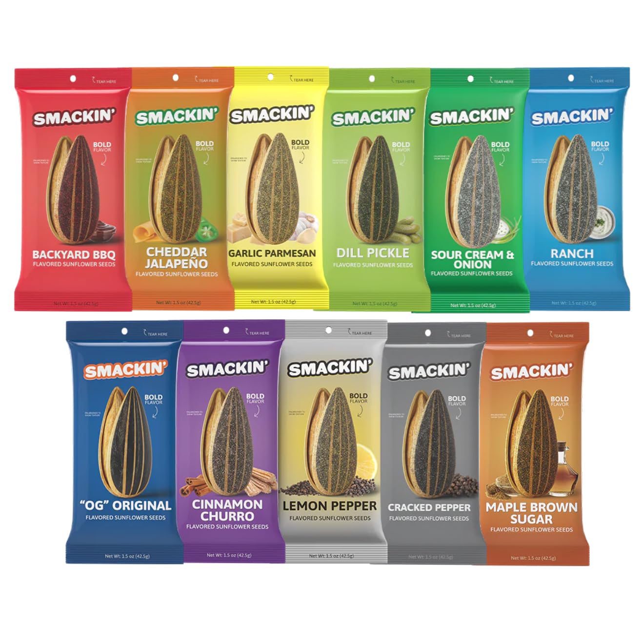 Amazon.com : SMACKIN' Sunflower Seeds – 11 Flavor Variety Pack (1.05 oz ...