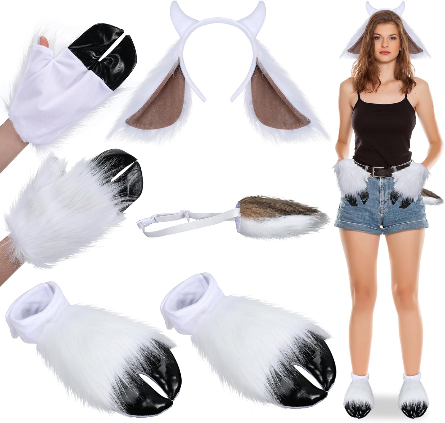 Amazon.com: Toulite 6 Piece Halloween Goat Costume Set Include Front ...