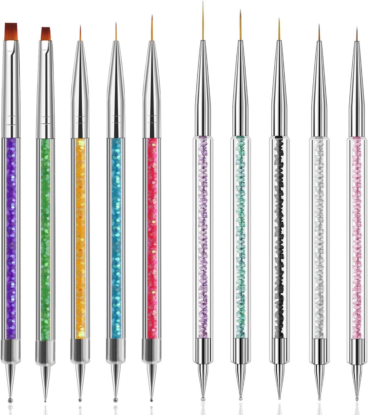 Amazon.com : Magic Armor 10pcs Nail Art Brushes - Double Ended Liner ...