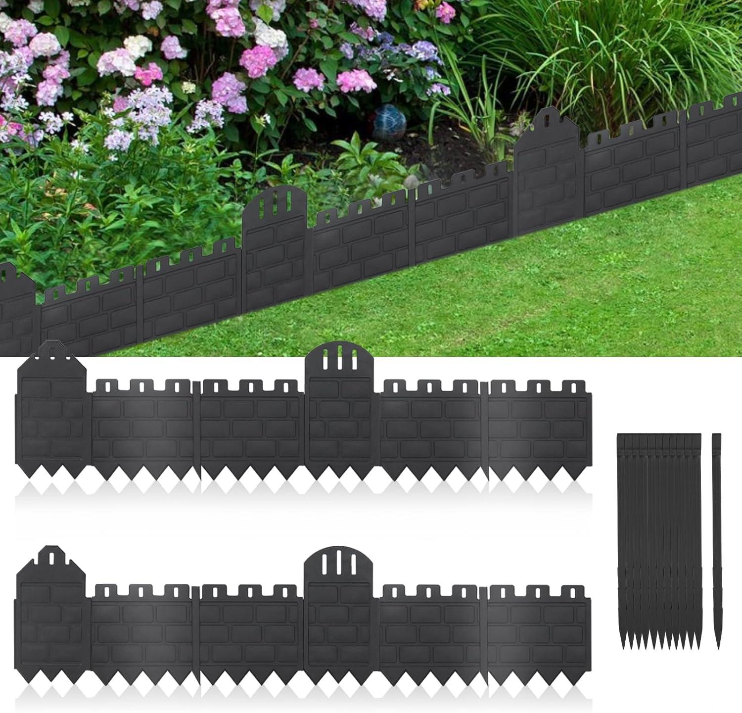 Amazon.com : 24Pcs Garden Edging Border No Dig Landscape Edging 17Ft 8 ...