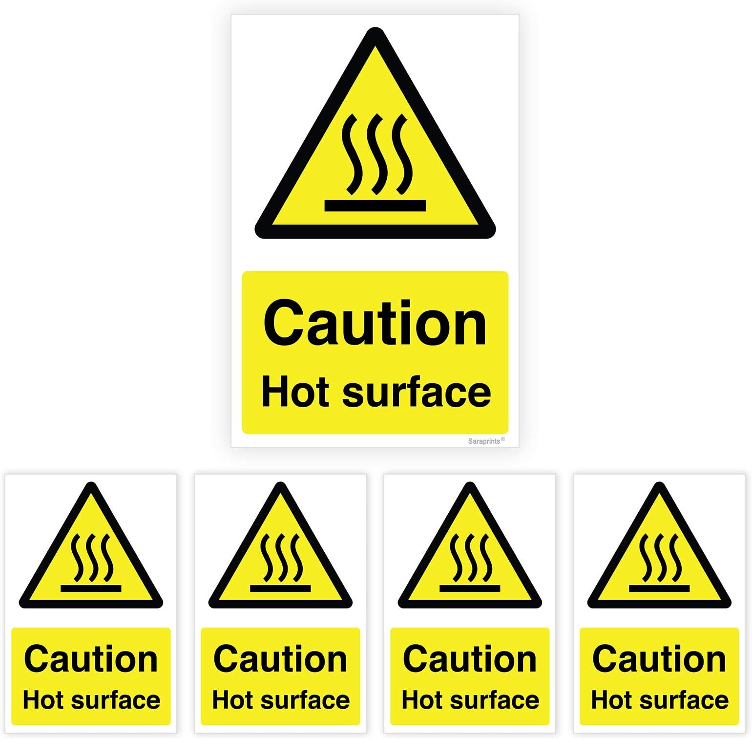 Pack of 5 Caution Hot surface Labels (100 x 150mm) Kitchen Fryer ...
