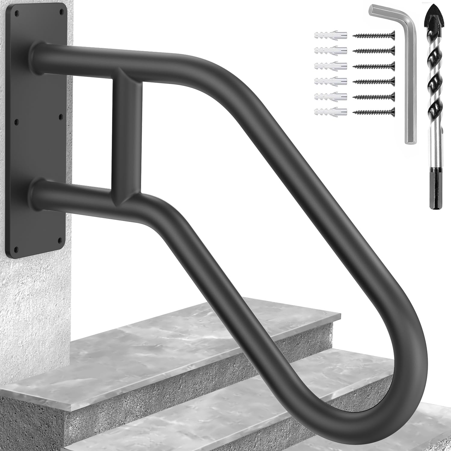 MAICOBI Handrails for Outdoor Steps, Wall Mount Grab Bars, Stair ...