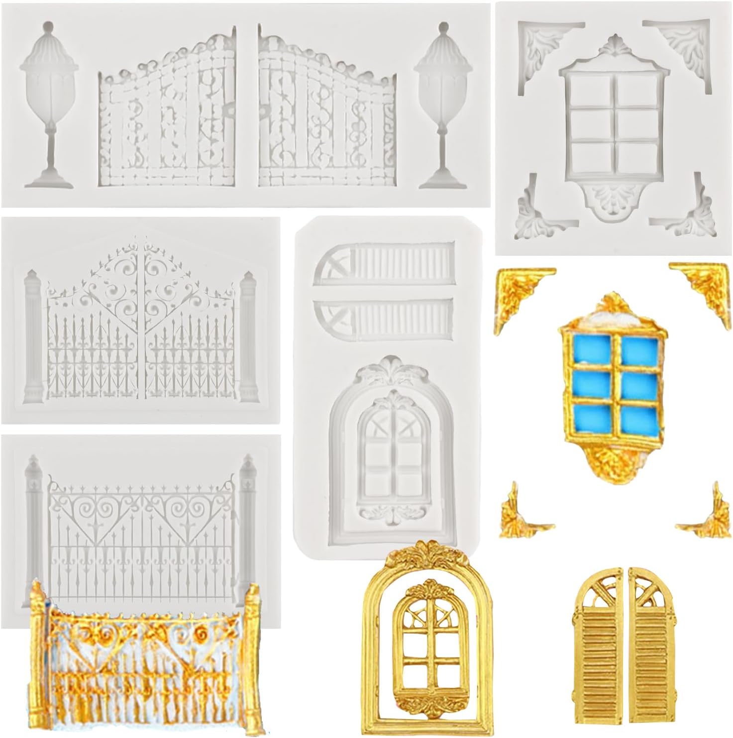 Amazon.com: MINFEIDMS Window Door Silicone Fondant Molds Classical ...