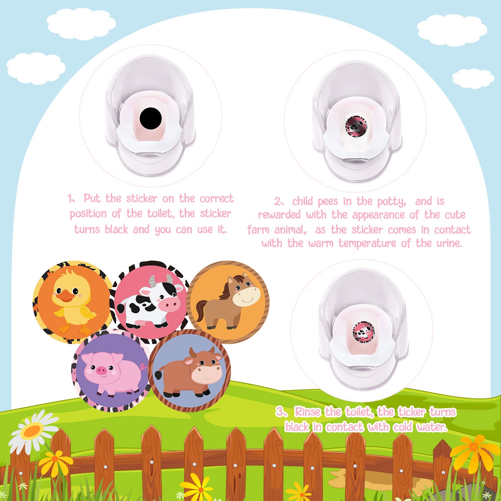 Snapklik.com : Funrous 20 Pcs Farm Animal Potty Training Stickers ...