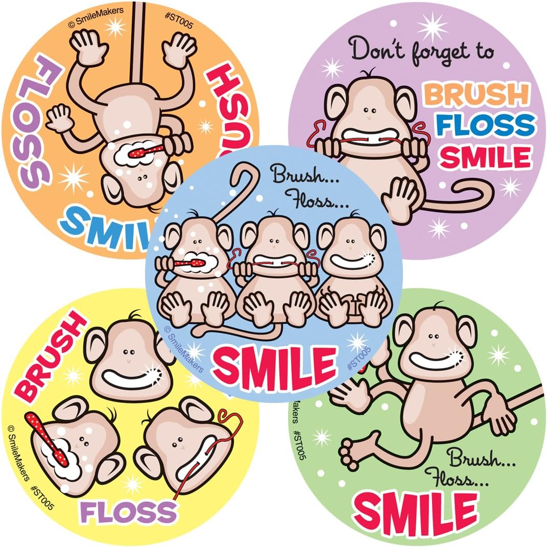 Amazon.com: SmileMakers Brush, Floss, Smile Monkeys Stickers - Prizes ...