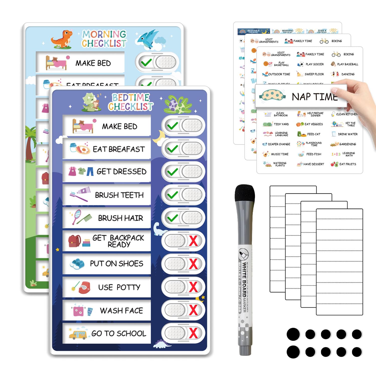 Amazon.com : Upgraded 2 in 1 Bedtime/Morning Routine Chart for Kids ...