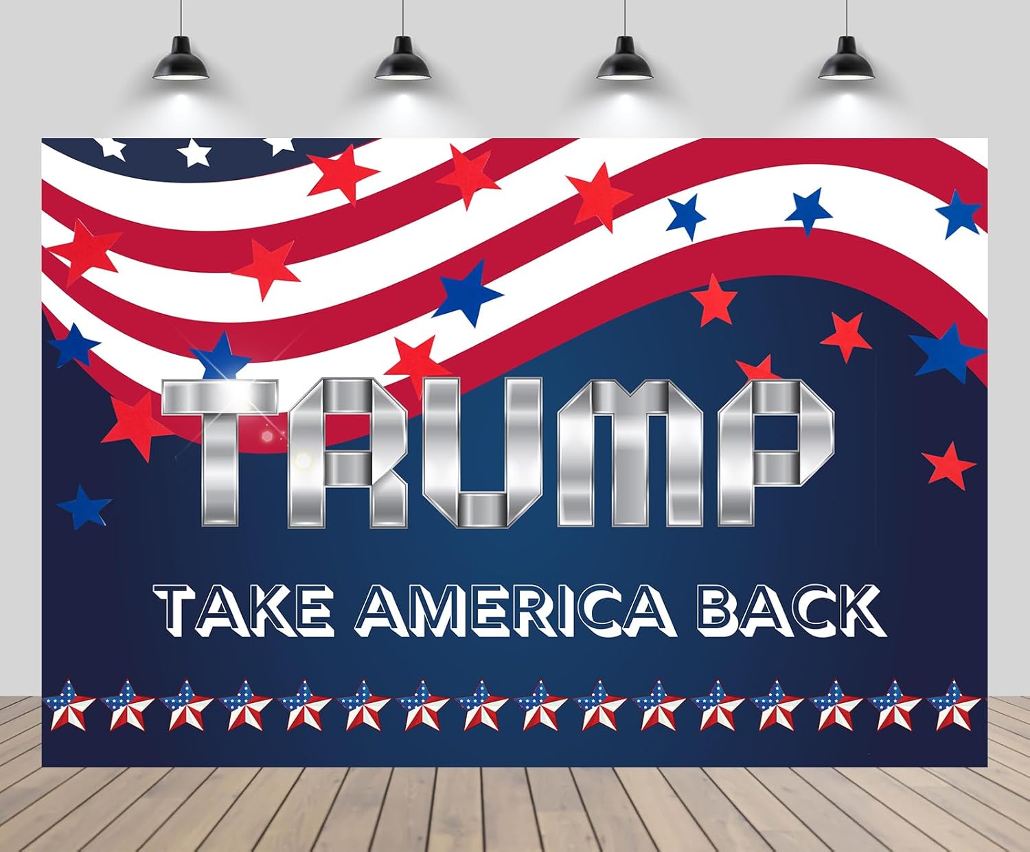 Amazon.com : CHNYWORK 5x3ft Trump 2024 Backdrop American Red Blue Stars ...