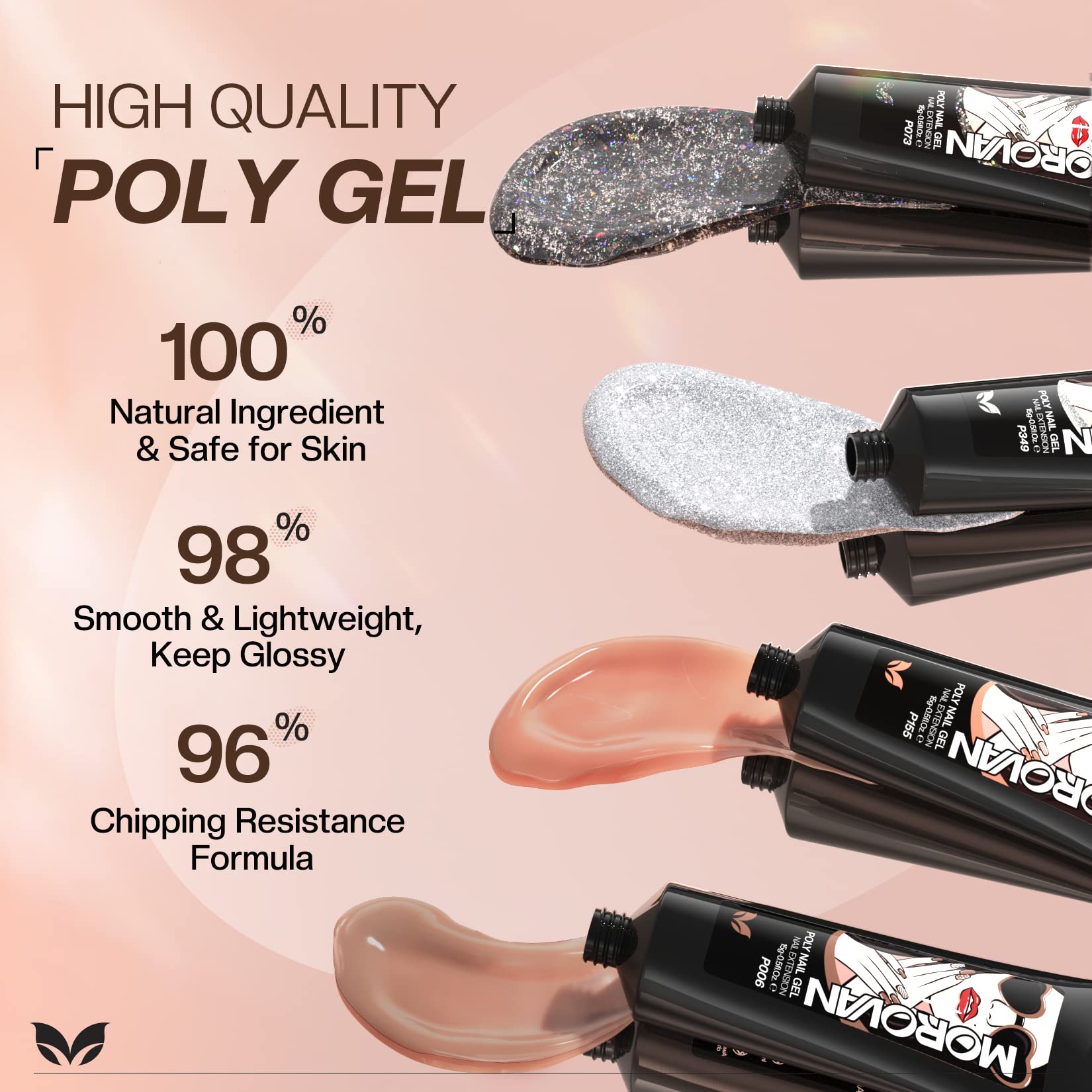 Morovan Poly Gel Nail Kit - 6 Colors Poly Nail Gel All In One Poly ...