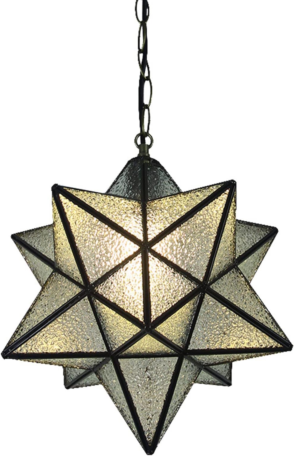Star Rays Glass Pendant Light Porch Hanging Drop Lantern Ceiling Light ...