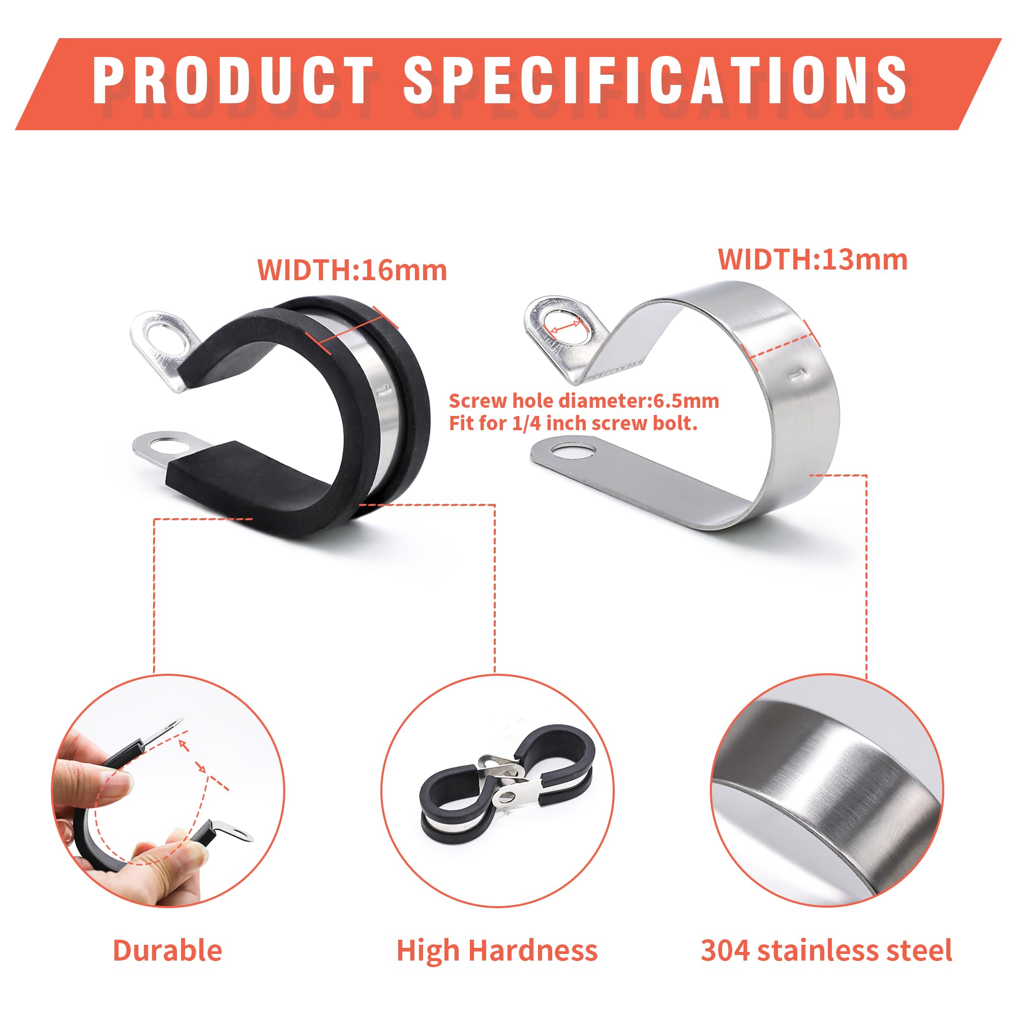 Snapklik.com : 24pcs 19mm Cable Clamps Assortment Kit, 3/4" 304 ...