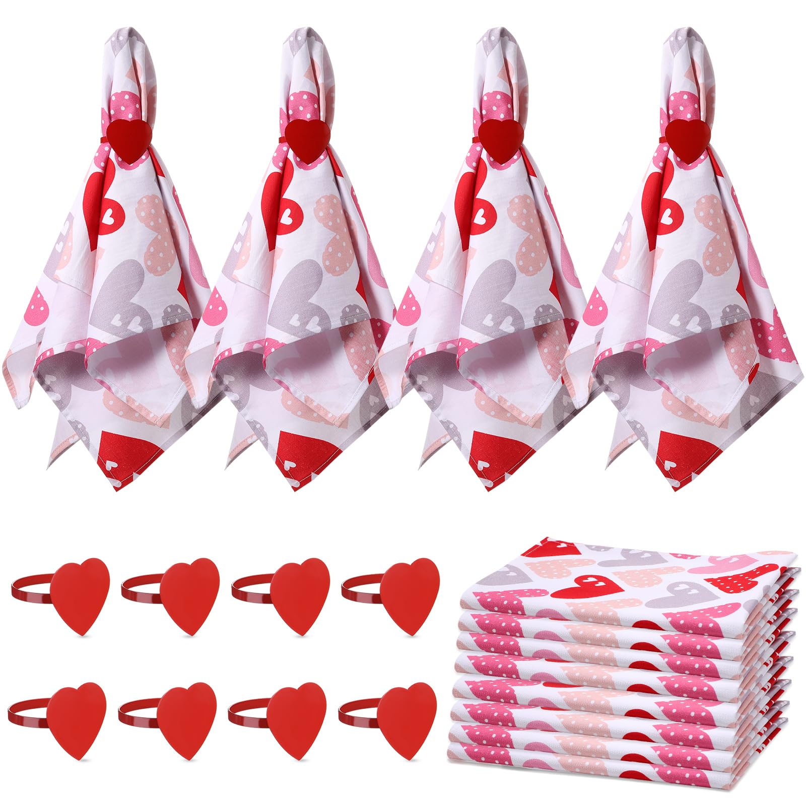 Amazon.com: 8 Sets Valentine's Day Cloth Napkins with Red Heart Napkin ...