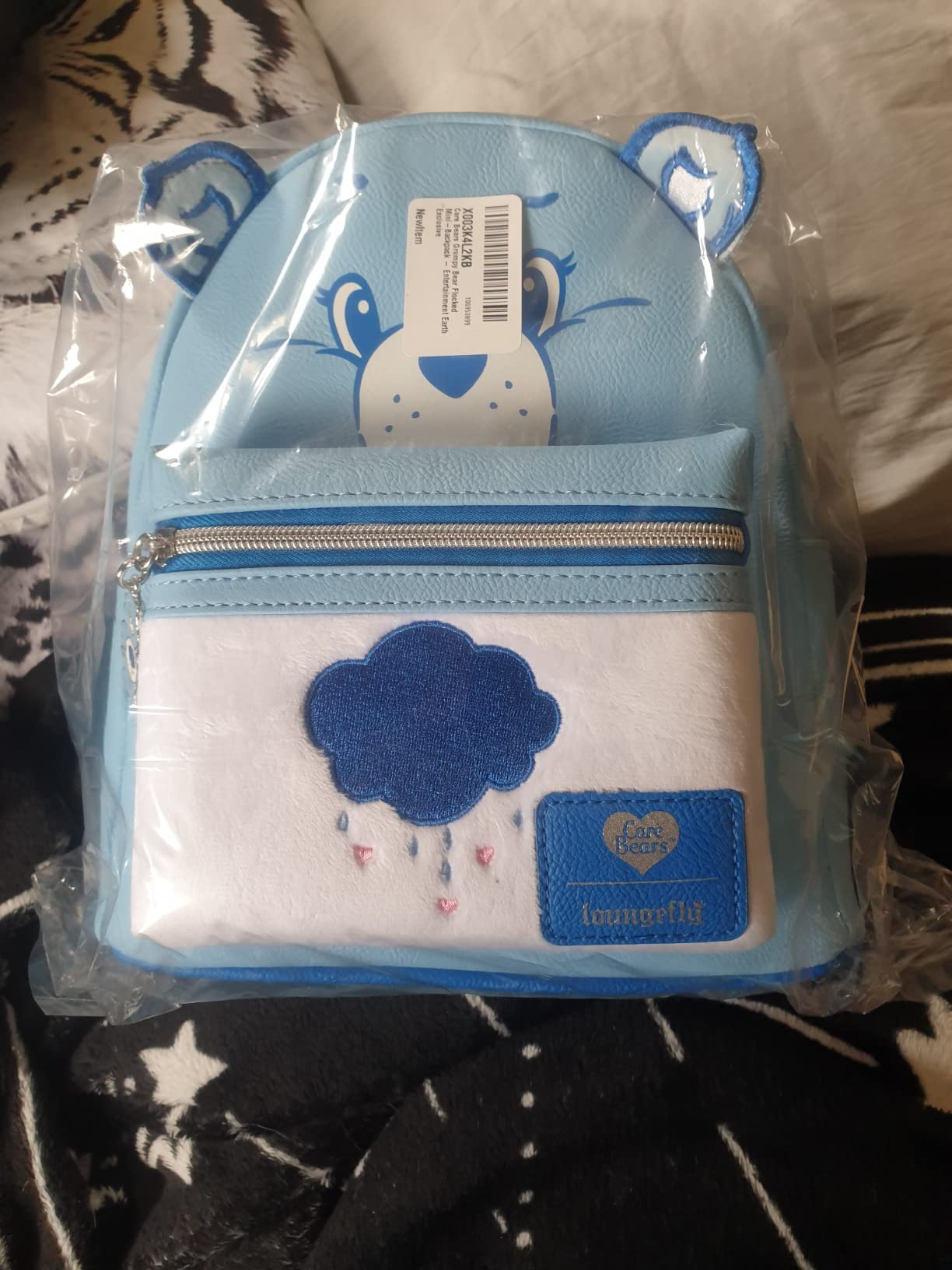 Amazon.com | Loungefly Care Bears Grumpy Bear Flocked Double Strap ...