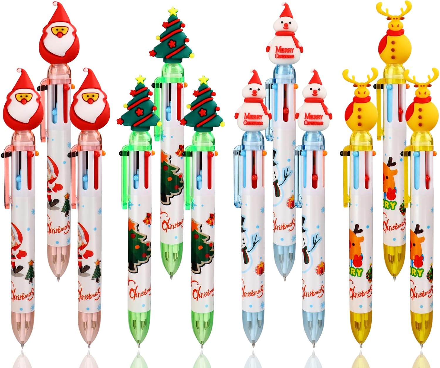 Amazon.com : Enyeopd 12 PCS Christmas Multicolor Ballpoint Pen 6-in-1 ...