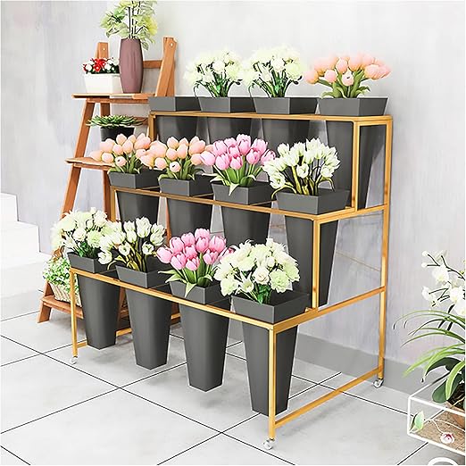Amazon.com : Flower Display Stand With 12PCS Buckets, 3 Layers Metal ...