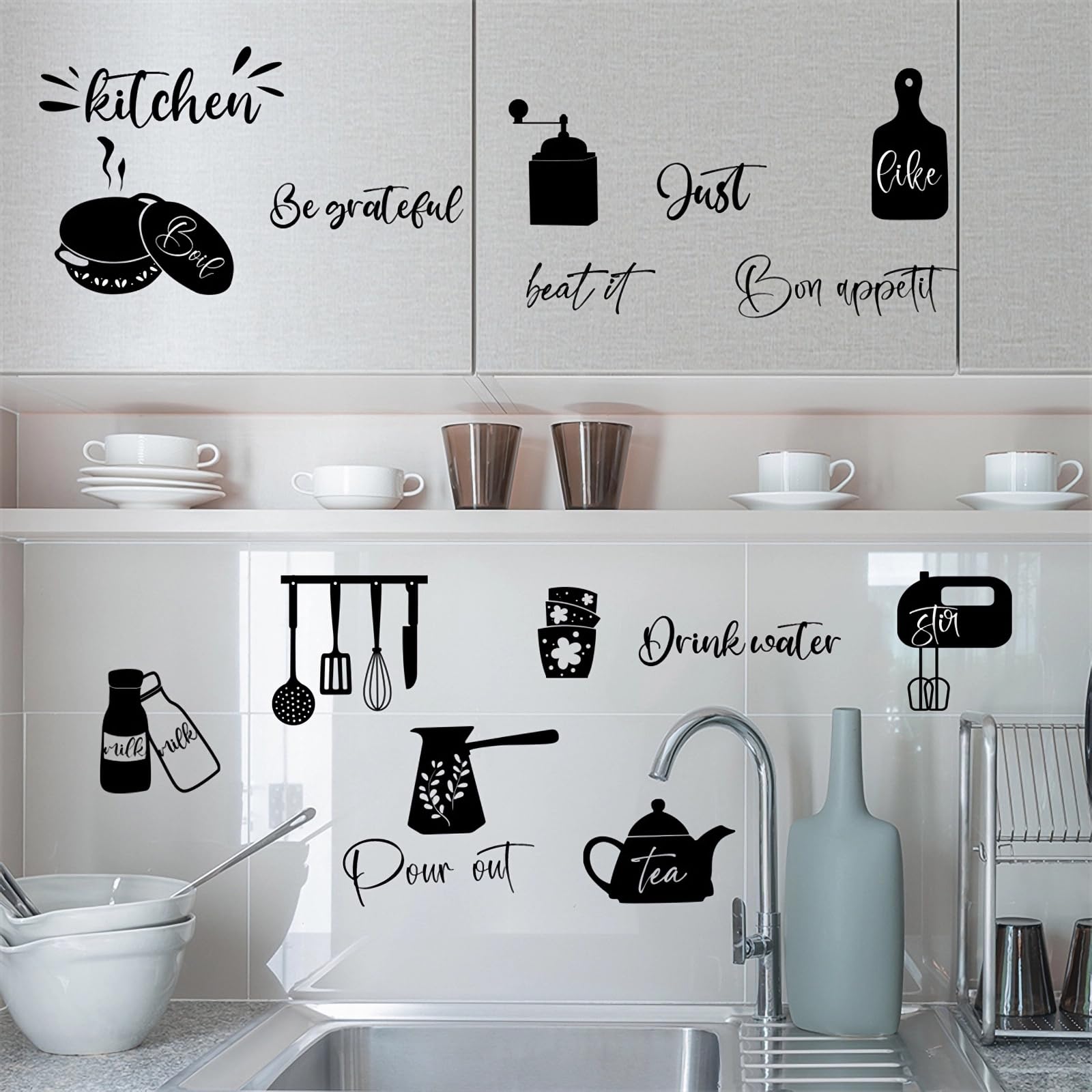 Amazon.com: Black Bowl Kitchenware Utensil Kitchen Wall Stickers ...