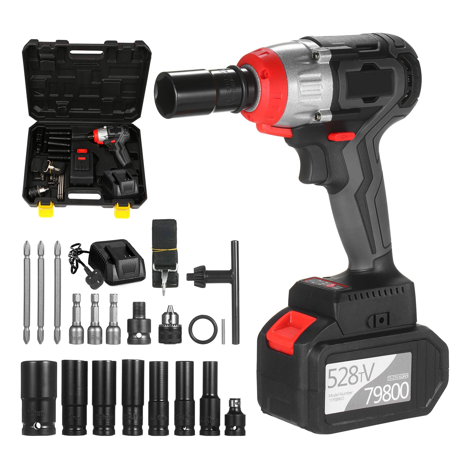 Buy Cordless Impact Wrench 980Nm Torque Brushless Motor 1/2 and 1/4 ...