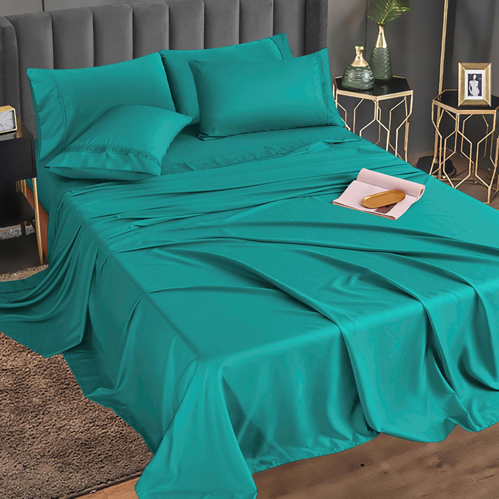 Amazon.com: MCO Bedding Queen Bed Sheets Set - Rayon Derived from ...