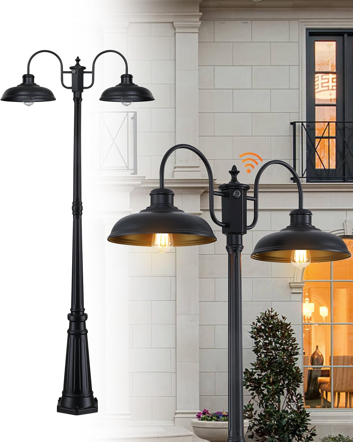 MYHXQ Dusk to Dawn Outdoor Lamp Post Light 2-Head, Outdoor Post Light ...