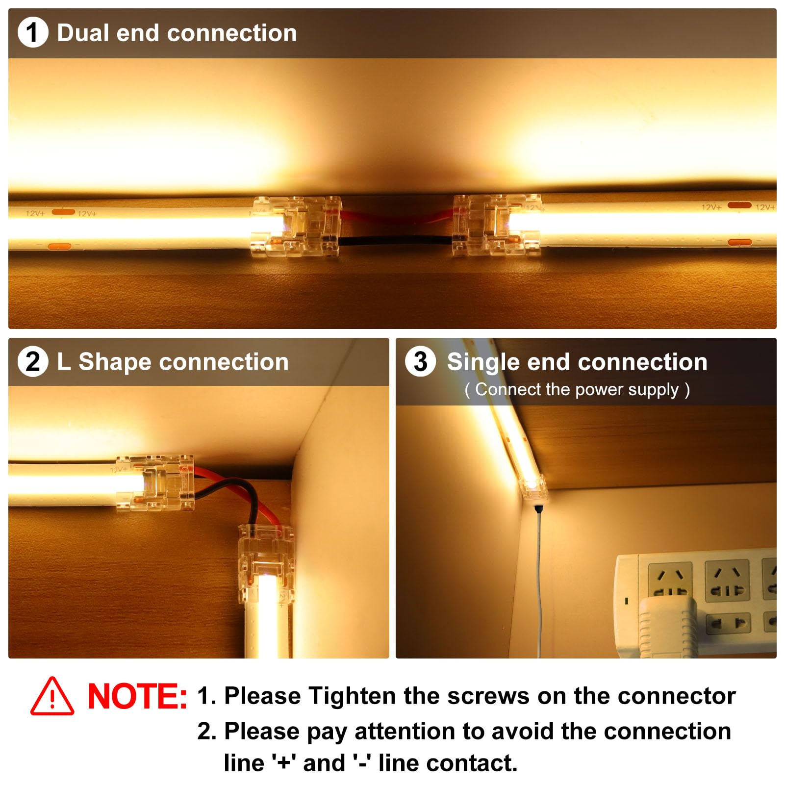 Snapklik.com : LED Connectors 2Pin 10mm, 10 PCS Strip To Wire Connector ...