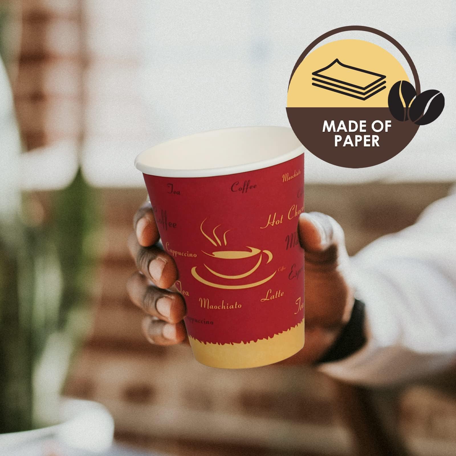 PAMI Hot Coffee Paper Cups [Case of 1000] 12oz- Disposable Take-Away ...