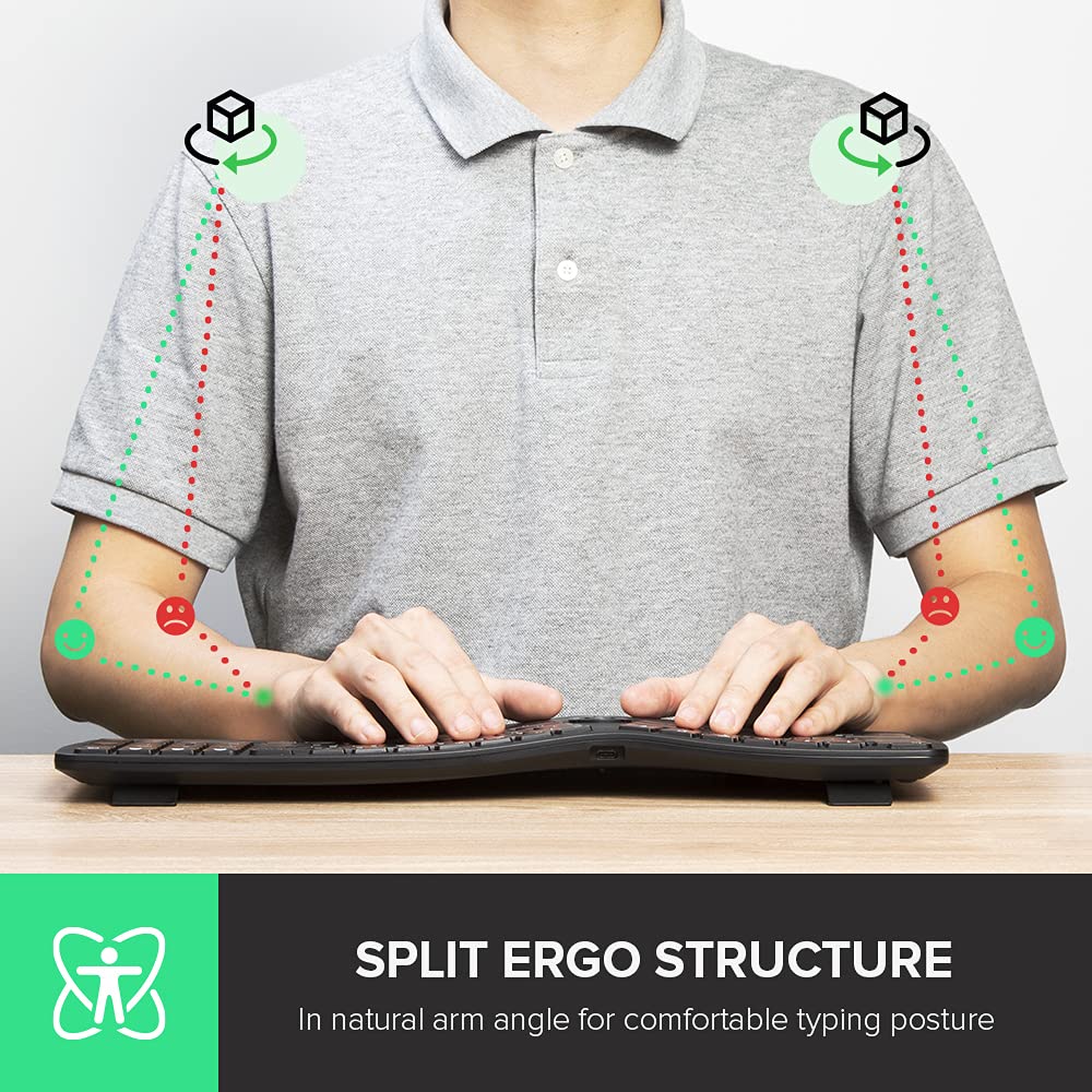 Buy DeLUX Ergonomic Keyboard, Wireless Ergo Split Keyboard with Backlit ...