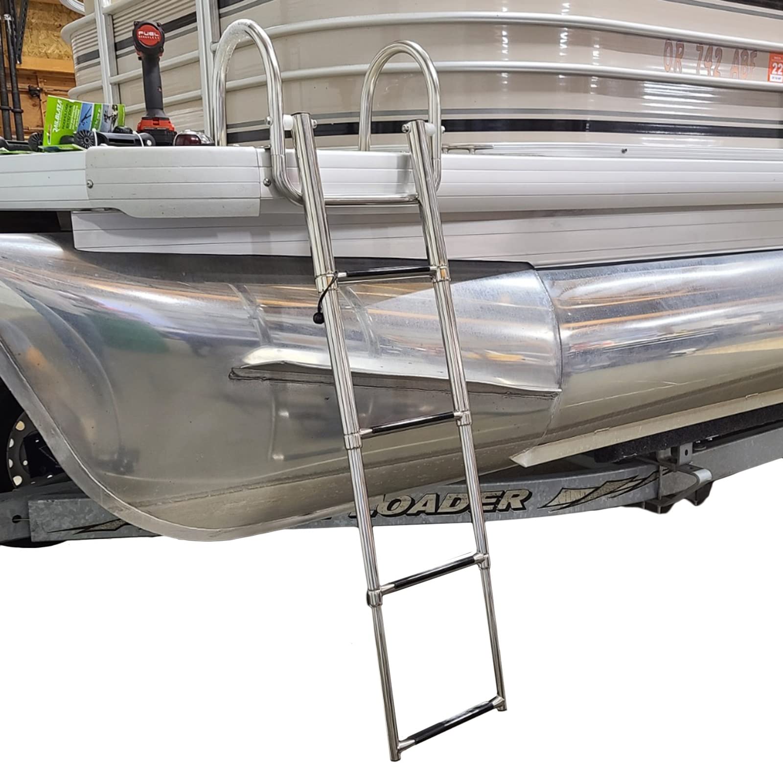 Buy Folding Retractable Pontoon Boat Ladder with Arched Handrails, 4 ...