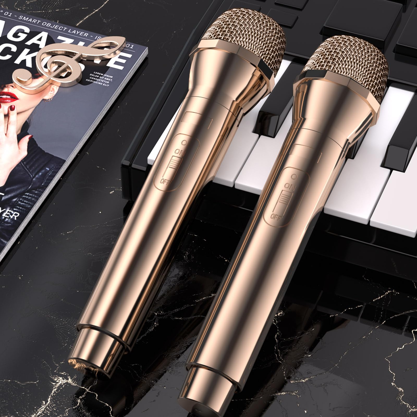 Snapklik.com : 2PCS Fake Microphone Props, Electroplated Rose Gold ...