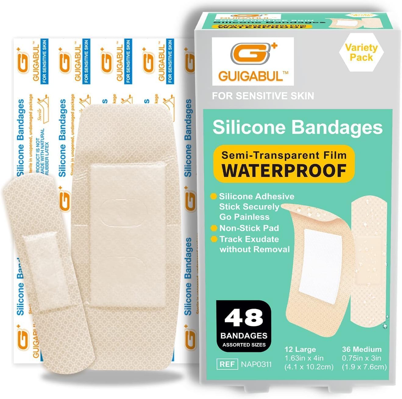 Amazon.com: Waterproof Silicone Adhesive Bandages,Painless Removal ...