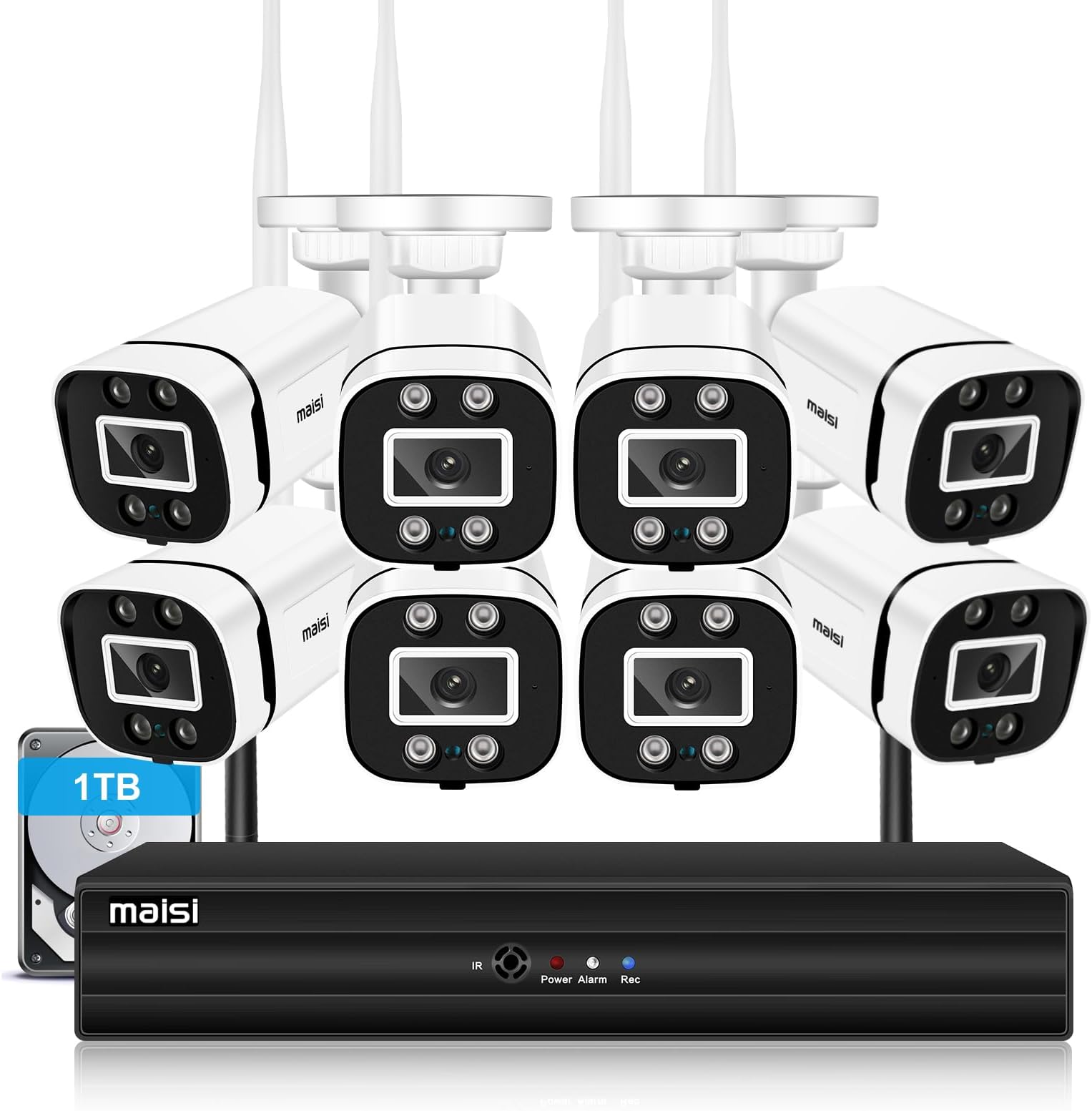 Amazon.com : maisi 4CH Security Cameras Wireless Outdoor System 2MP ...