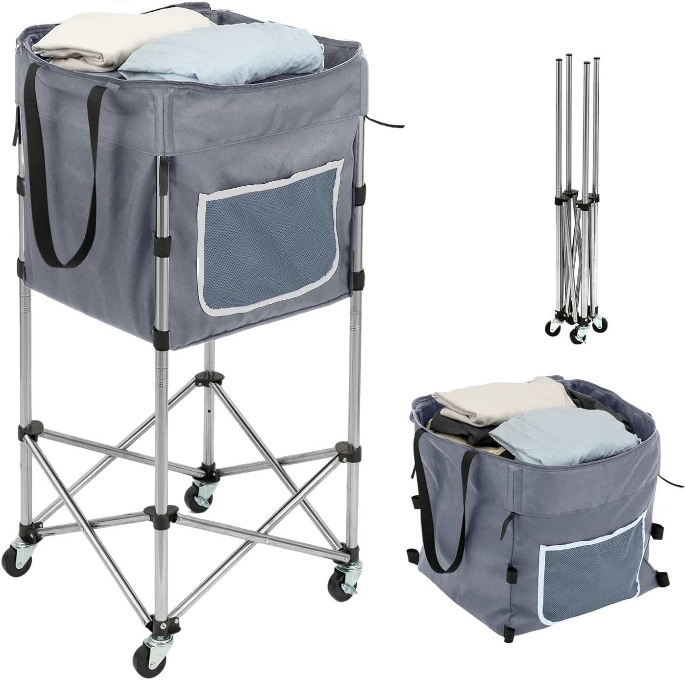 Amazon.com: Large Rolling Laundry Basket with Wheels, Foldable ...