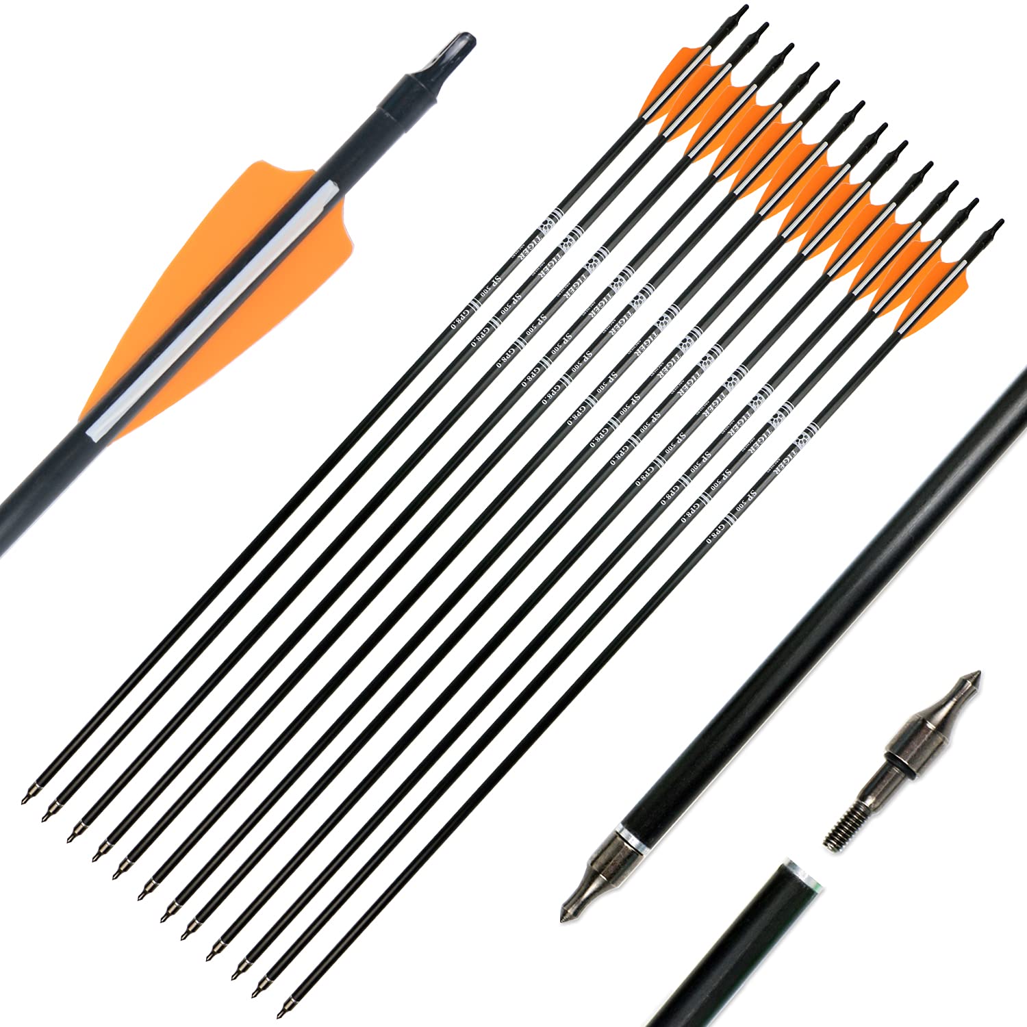 Buy TIGER ARCHERY 30inch Fiberglass Arrow with Replaceable Arrowhead ...