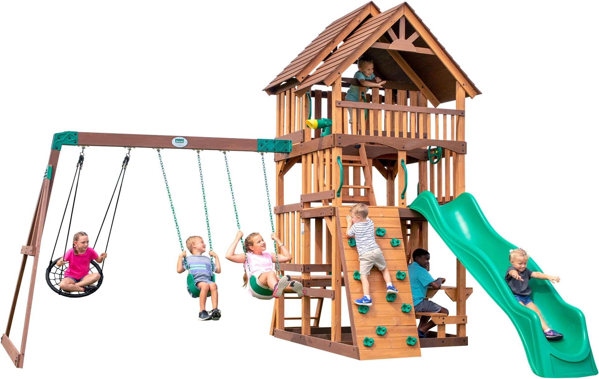 Amazon.com: Raptor Trail Wooden Swing Set with Twisty Ladder, Wavy ...