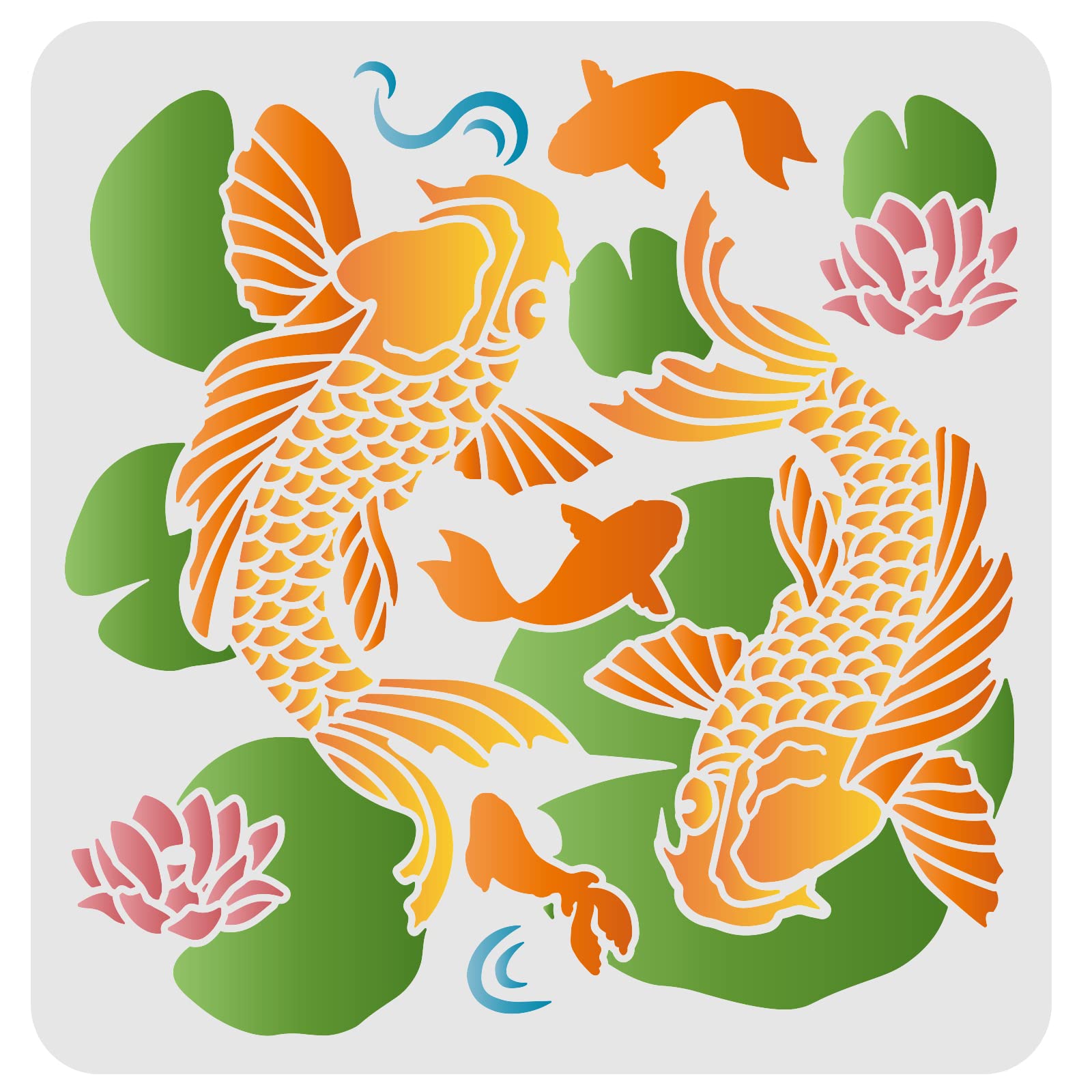 Snapklik.com : FINGERINSPIRE Koi In Lotus Pond Stencils 118x118inch ...