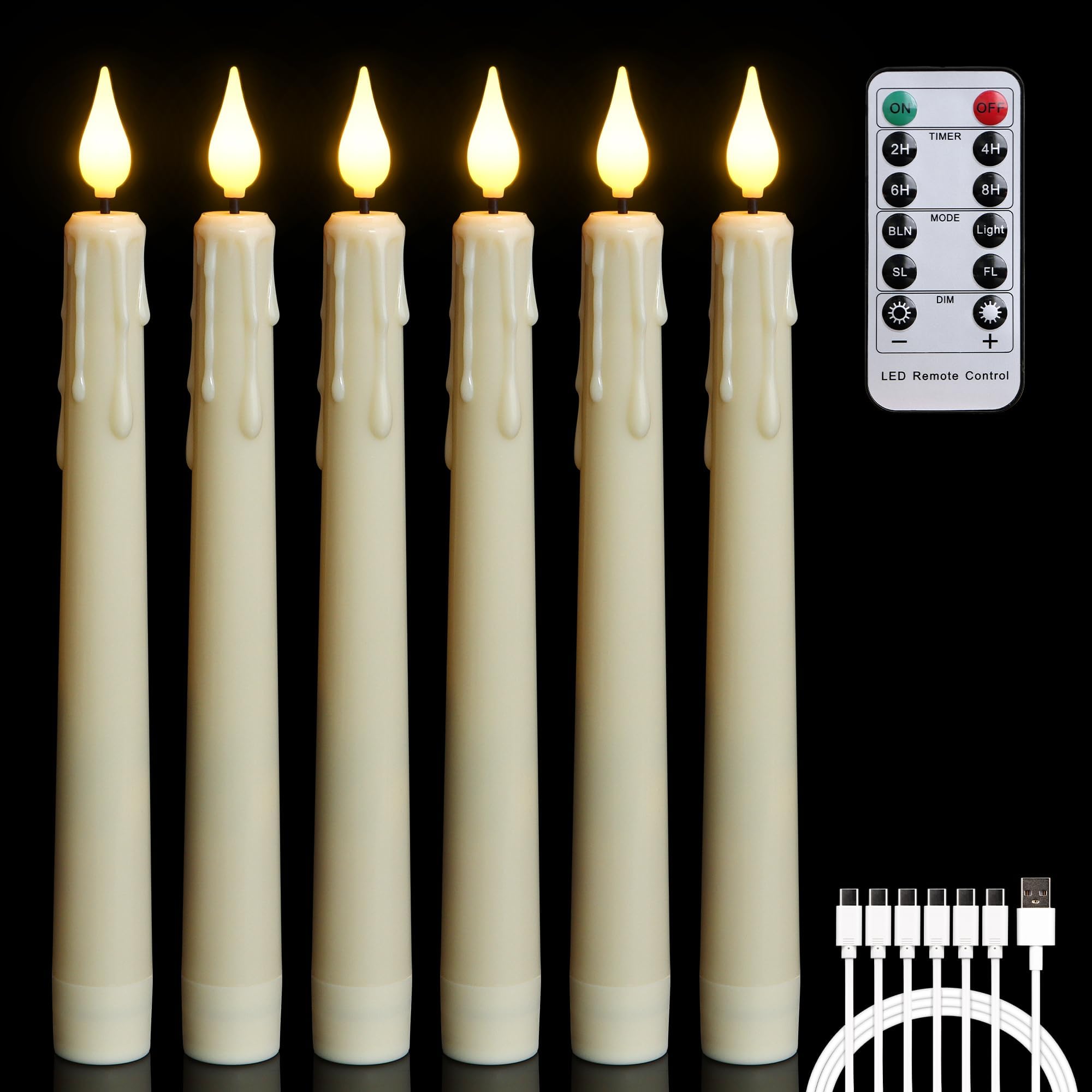 Amazon.com: FREEPOWER 6PCS Rechargeable LED Flameless Taper Candles ...