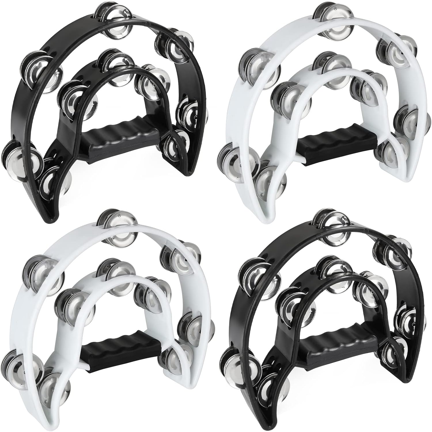Amazon.com: 4 Pack 10inch Double Row Tambourine for Adult, Half Moon ...