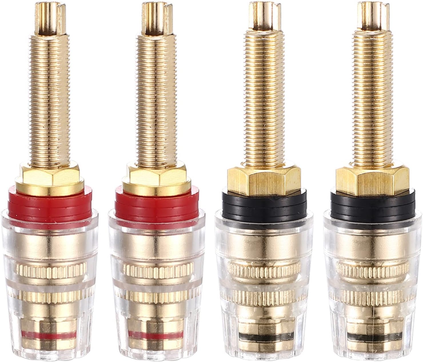 Facmogu 4PCS Black & Red Heavy Duty 5-Way Binding Post Banana Jacks 4mm ...