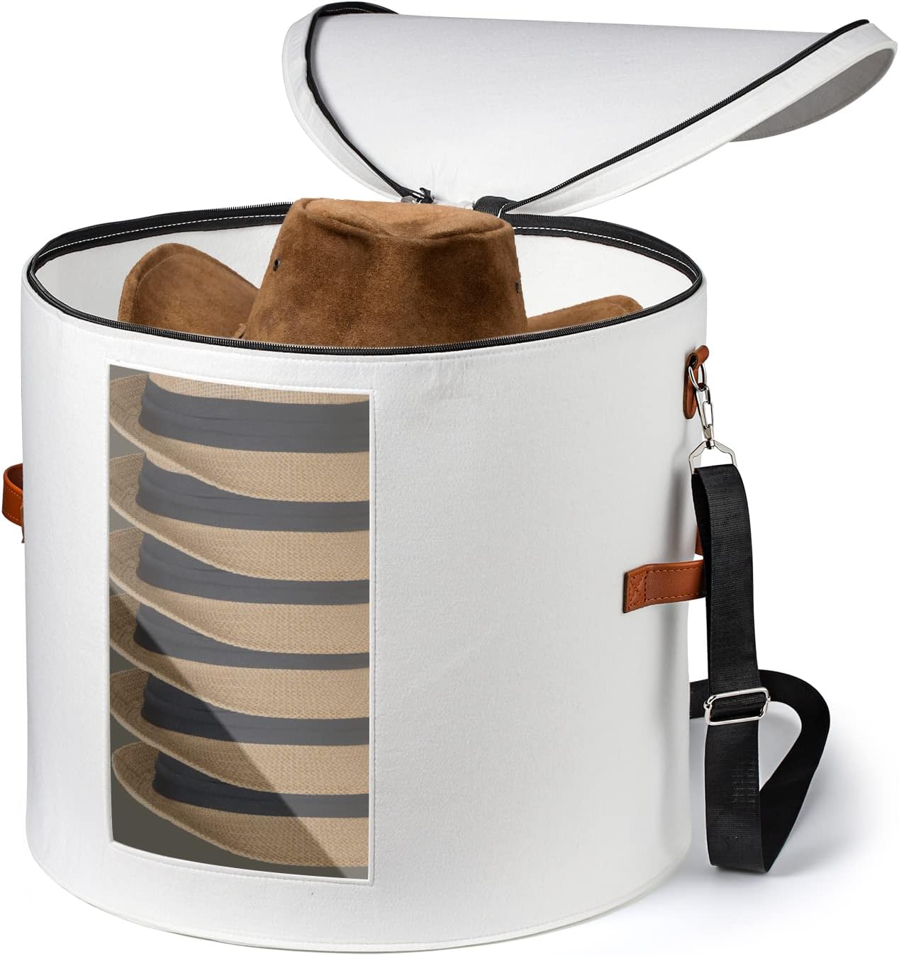 Amazon.com - Round Hat Storage Box, Portable Felt Travel Hat Boxes for ...