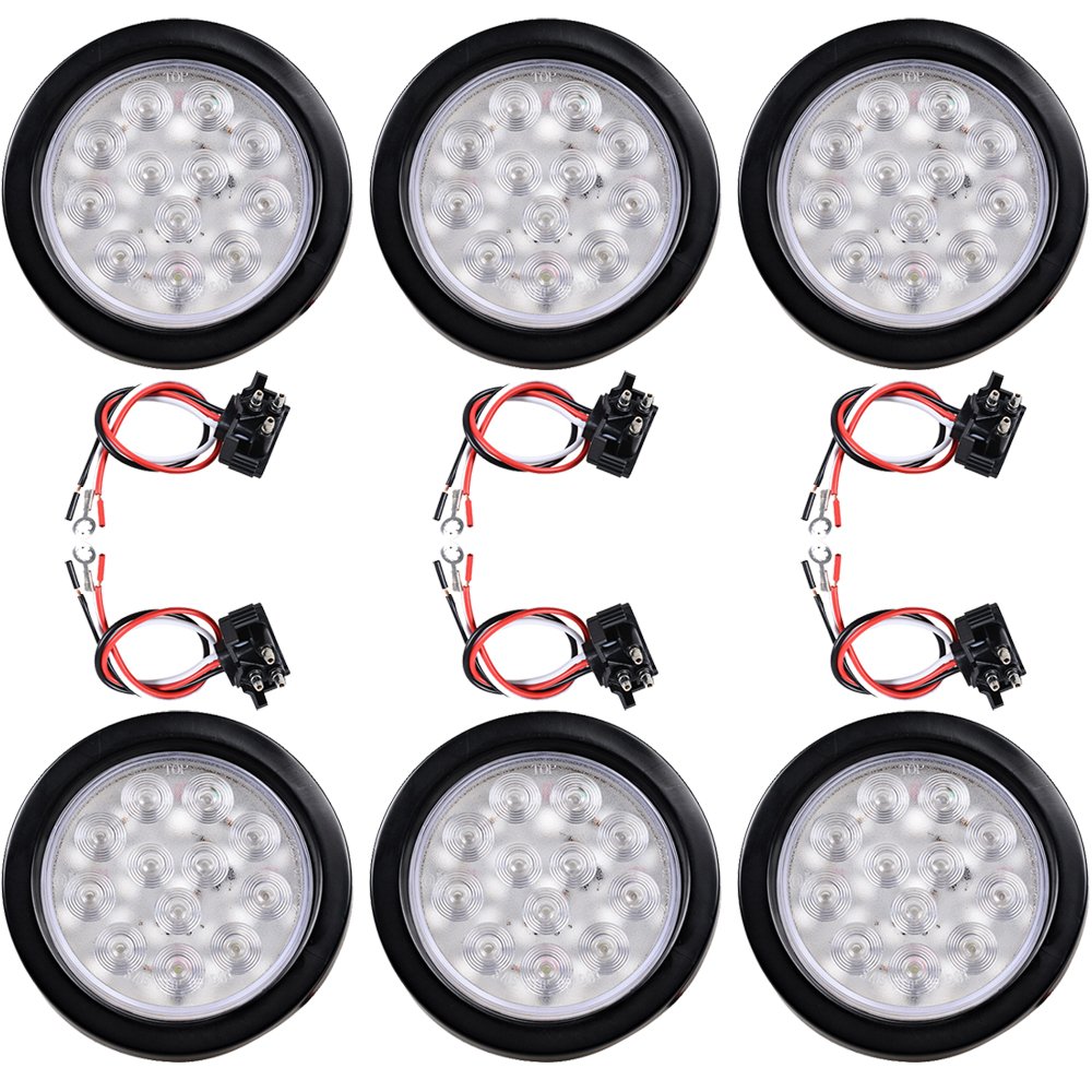 Amazon.com: Astra Depot 6pcs 4" Round 12-LED White Clear Tail Light ...
