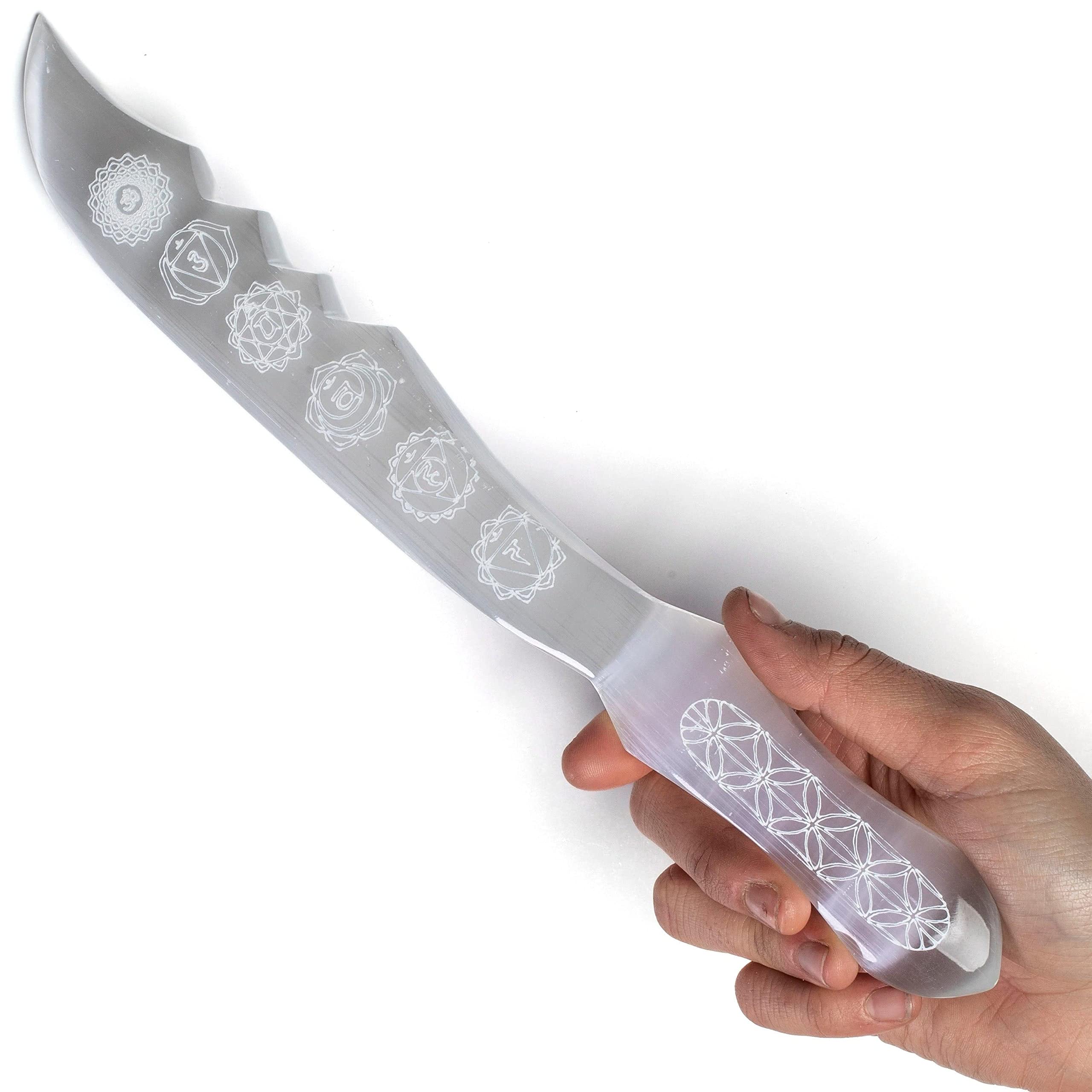 Kalifano Selenite Dagger Chakra Knife Satin Spar Selenita Sword With ...