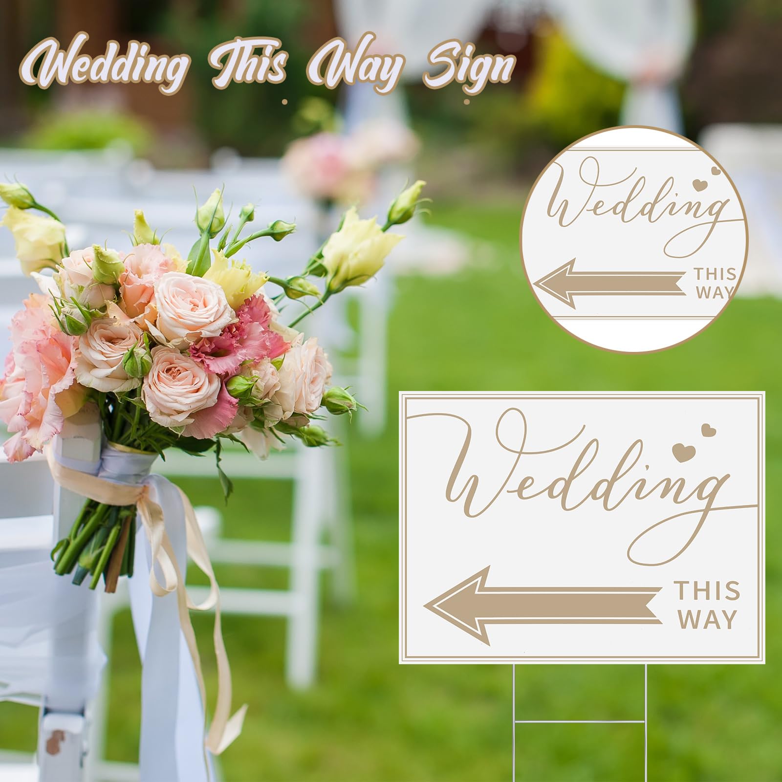 Snapklik.com : FoldTier 6 Packs Wedding Direction Arrow Signs