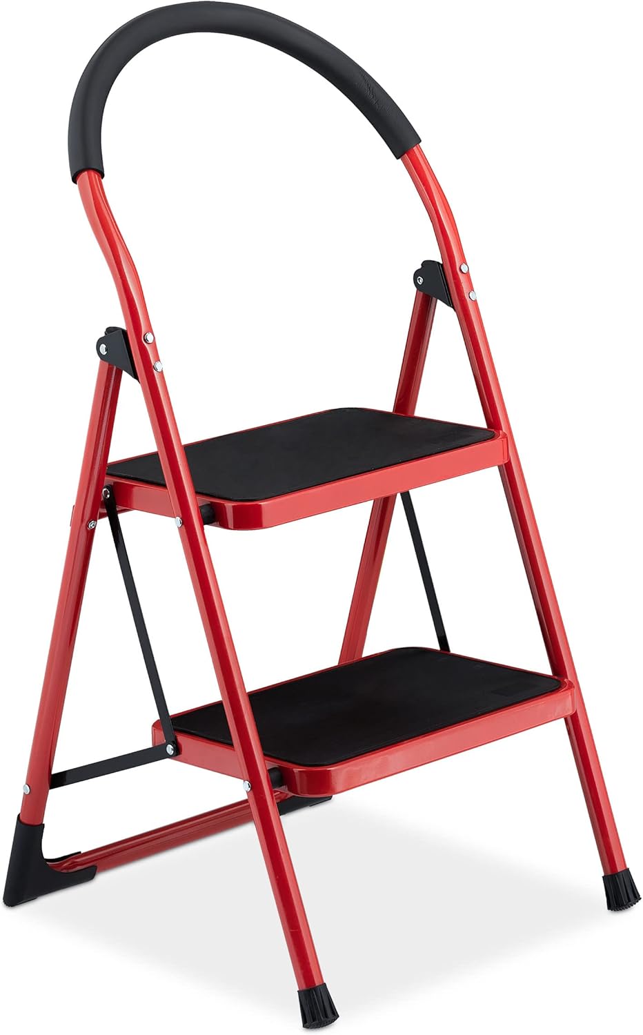 Relaxdays Trittleiter, 2 Stufen, klappbar, Klapptritt mit Haltebügel ...