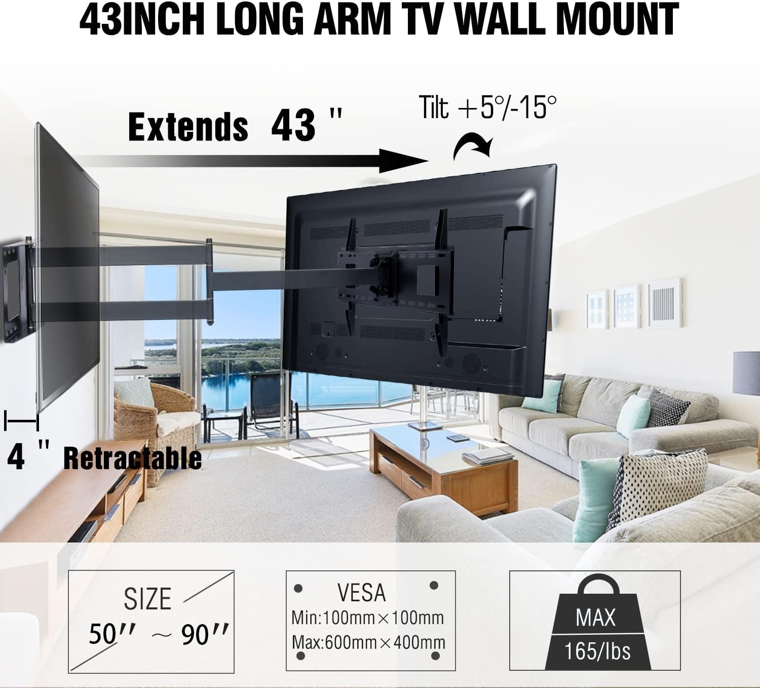 Long Swing Arm Tv Mount Proper Swing Arm TV Wall Bracket For 23", 32",