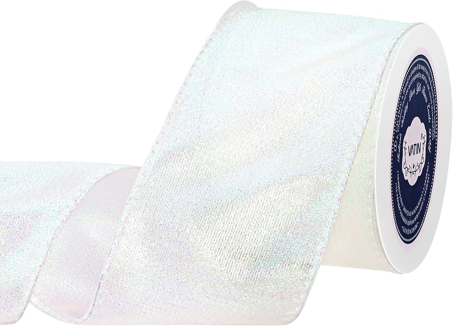 Amazon.com: VATIN Metallic White Wired Ribbon, 2-1/2 Inch x Continuous ...