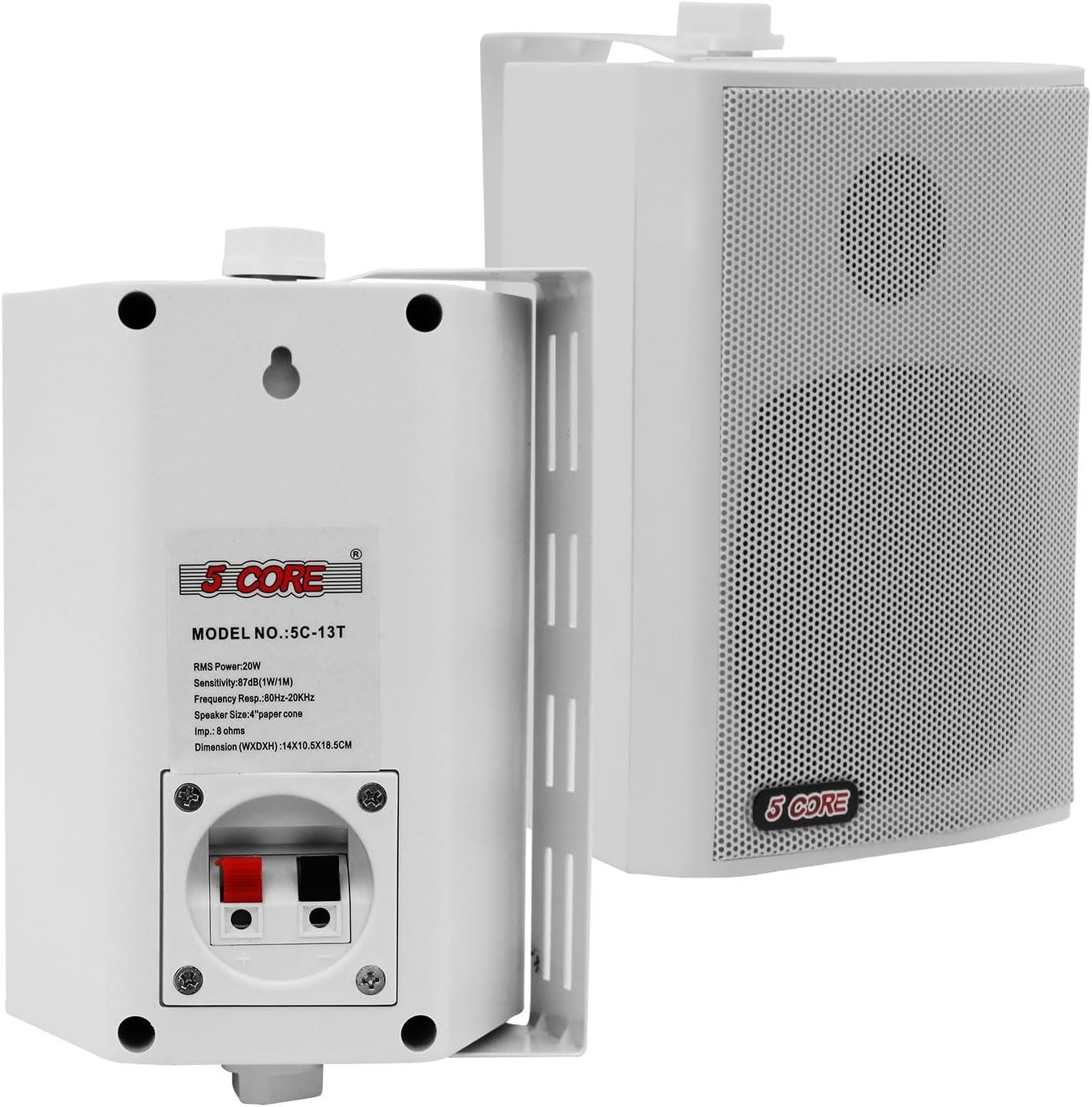 Amazon.com: 5 CORE Outdoor Speakers Stereo in Wall Speaker 100W Peak ...