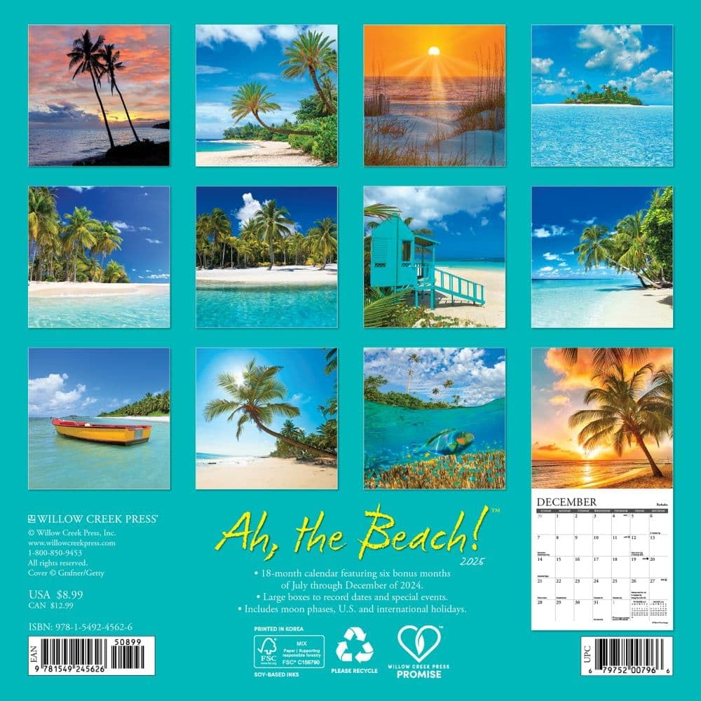 Snapklik.com : Ah The Beach 2025 7" X 7" Mini Wall Calendar