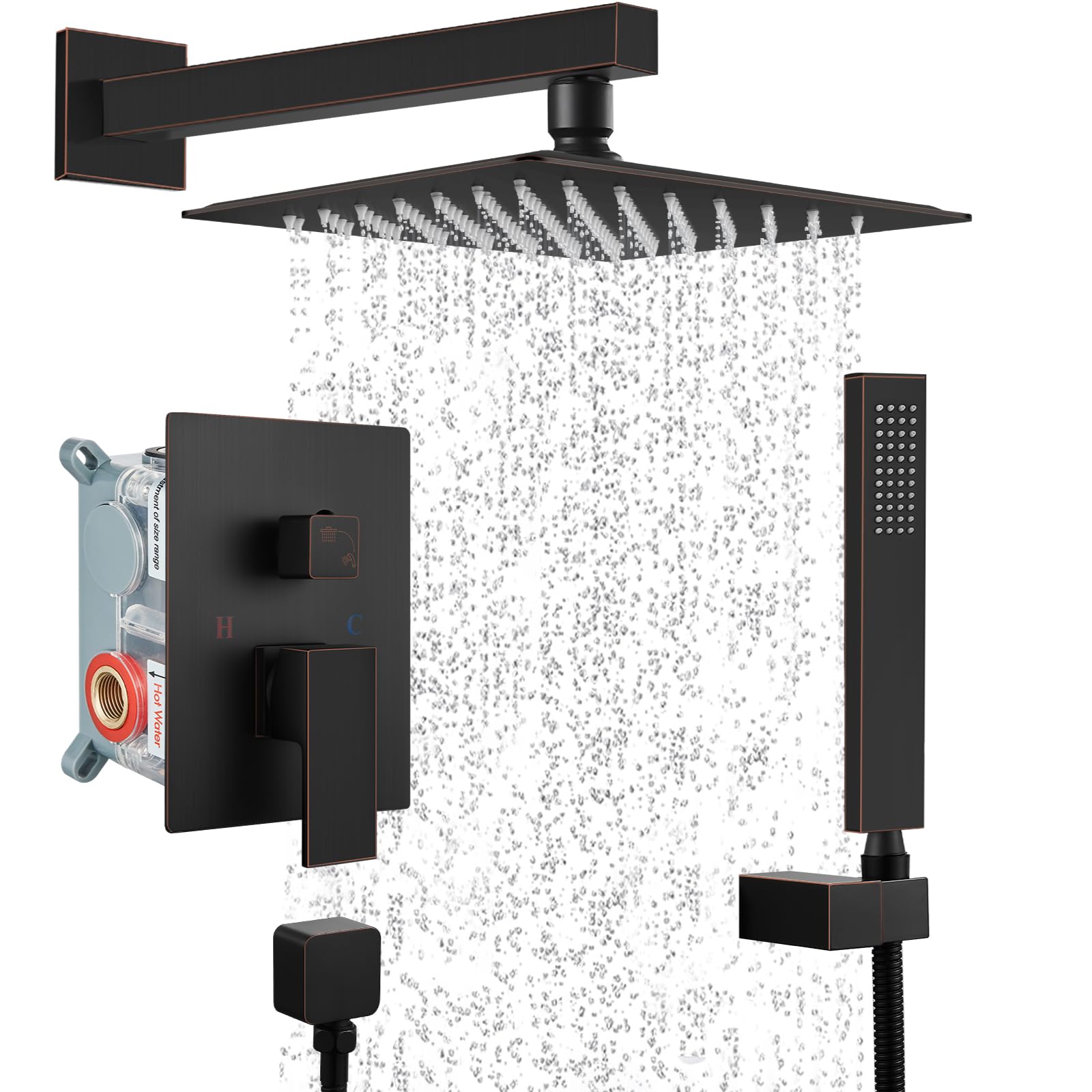 Snapklik.com : Midanya Oil Rubbed Bronze Bathroom Shower System Wall Mount Shower Faucet Set 10 ...