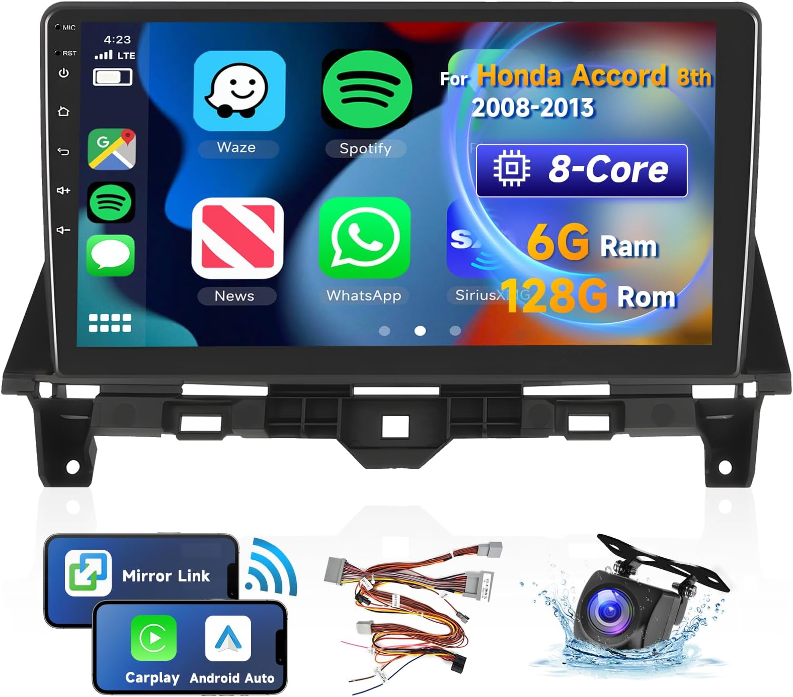Amazon.com: [8 CORE 6G+128G] Car Radio for Honda Accord 8th 2008-2013 ...