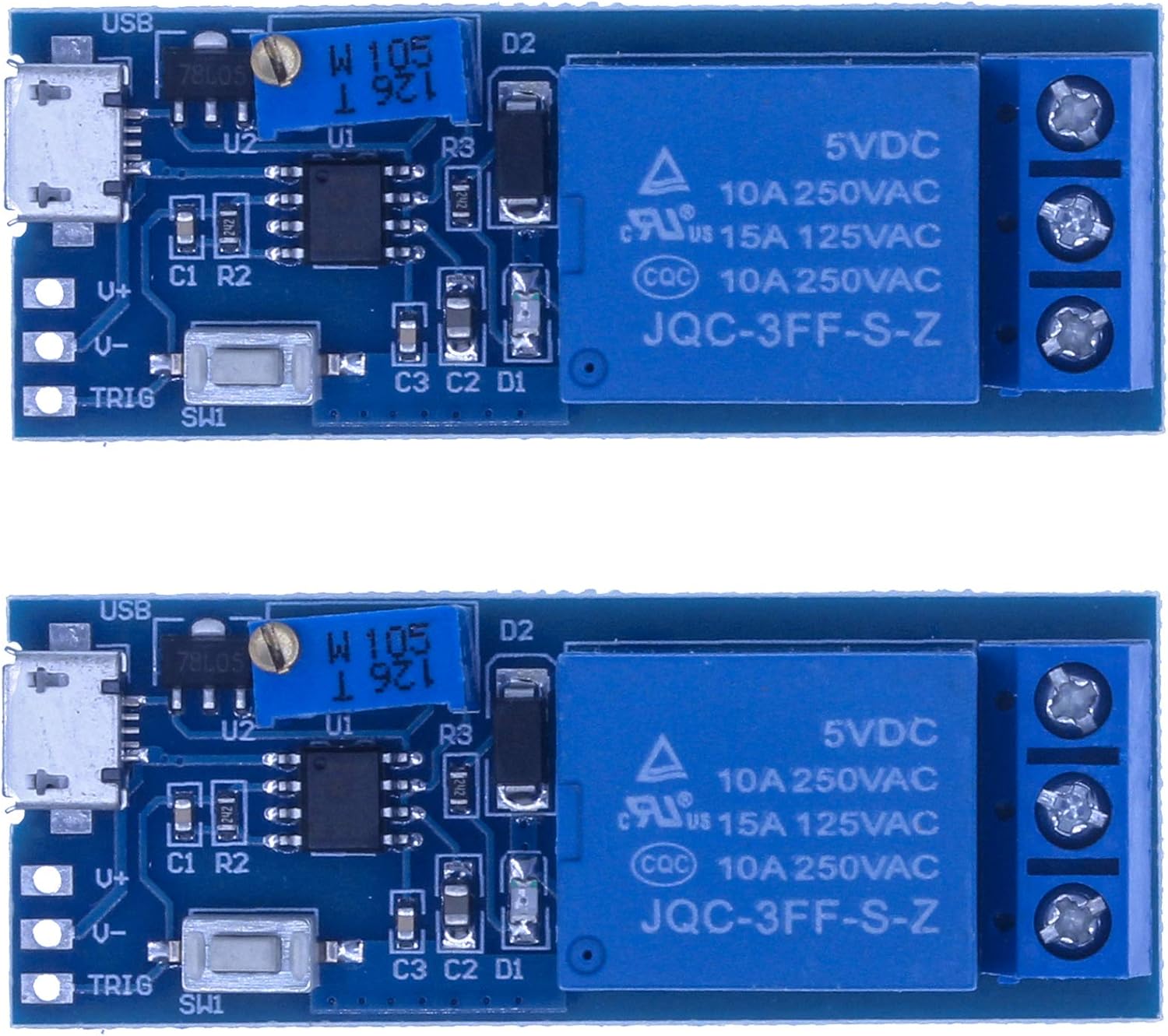 HUABAN 2PCS 5V-30V Micro USB Power Adjustable Delay Relay Trigger Delay ...
