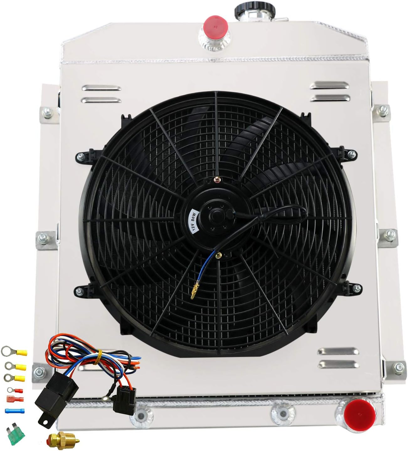 Amazon.com: ALLOYWORKS 4 Row All Aluminum Radiator+Shroud Fan+Thermostat For 1947-1954 Chevy C/K ...