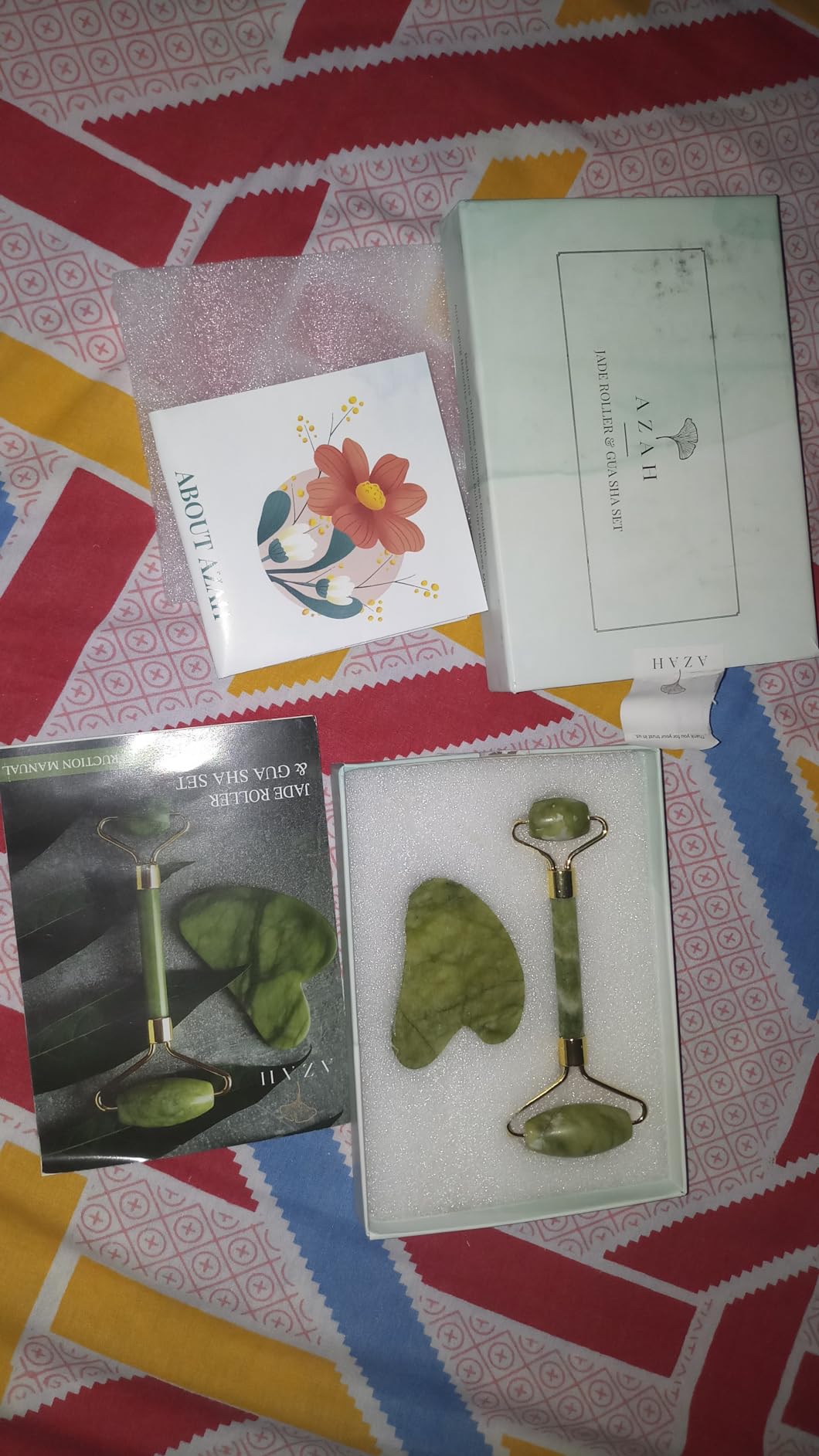 Gua Sha Stone and Jade Roller for Face Massage by AZAH 100% Natural ...